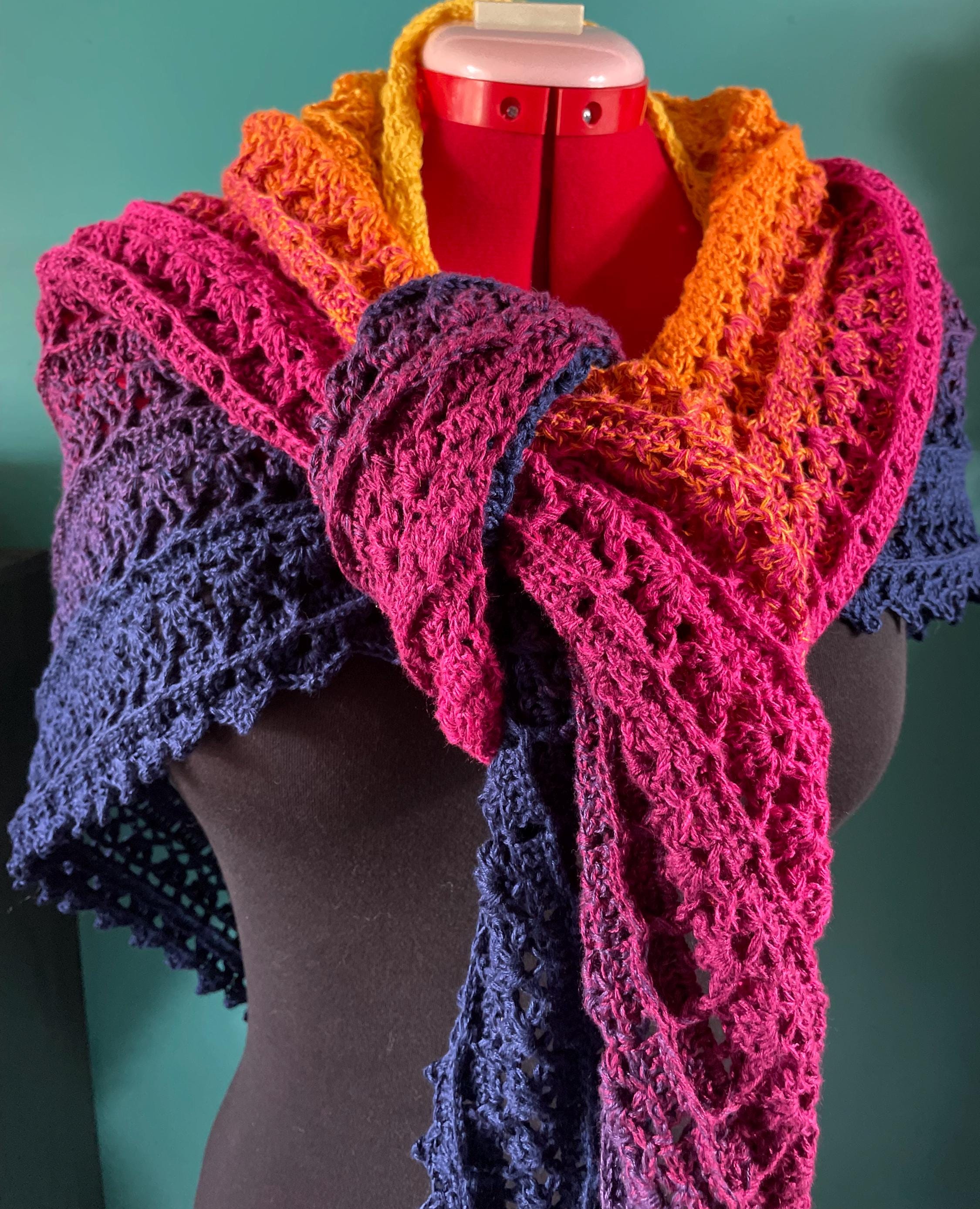 Vibrant Lace Shawl, Triangle Scarf - Etsy