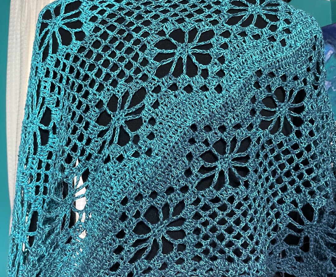 Lace Rectangle Shawl, Blue Ombre Wrap, Diagonal Scarf - Etsy