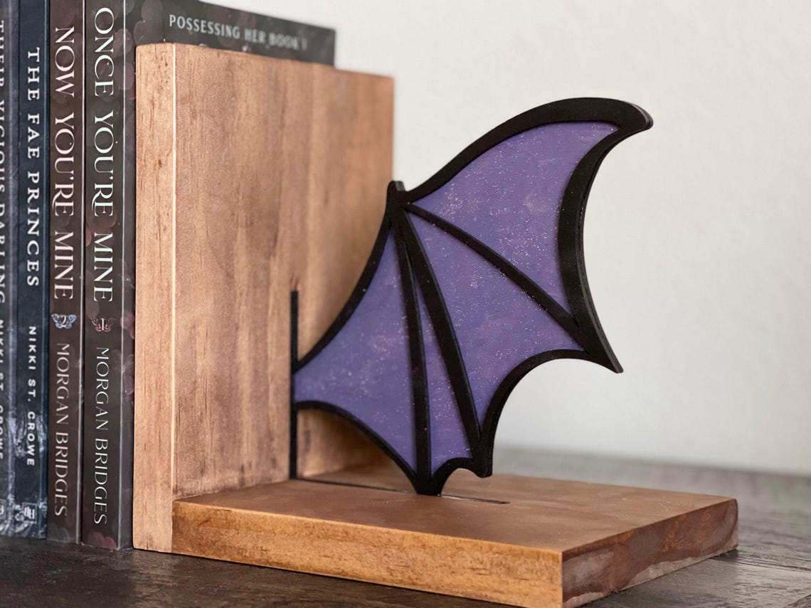 Dragon / Bat Wing Fantasy Wooden Bookends - Etsy