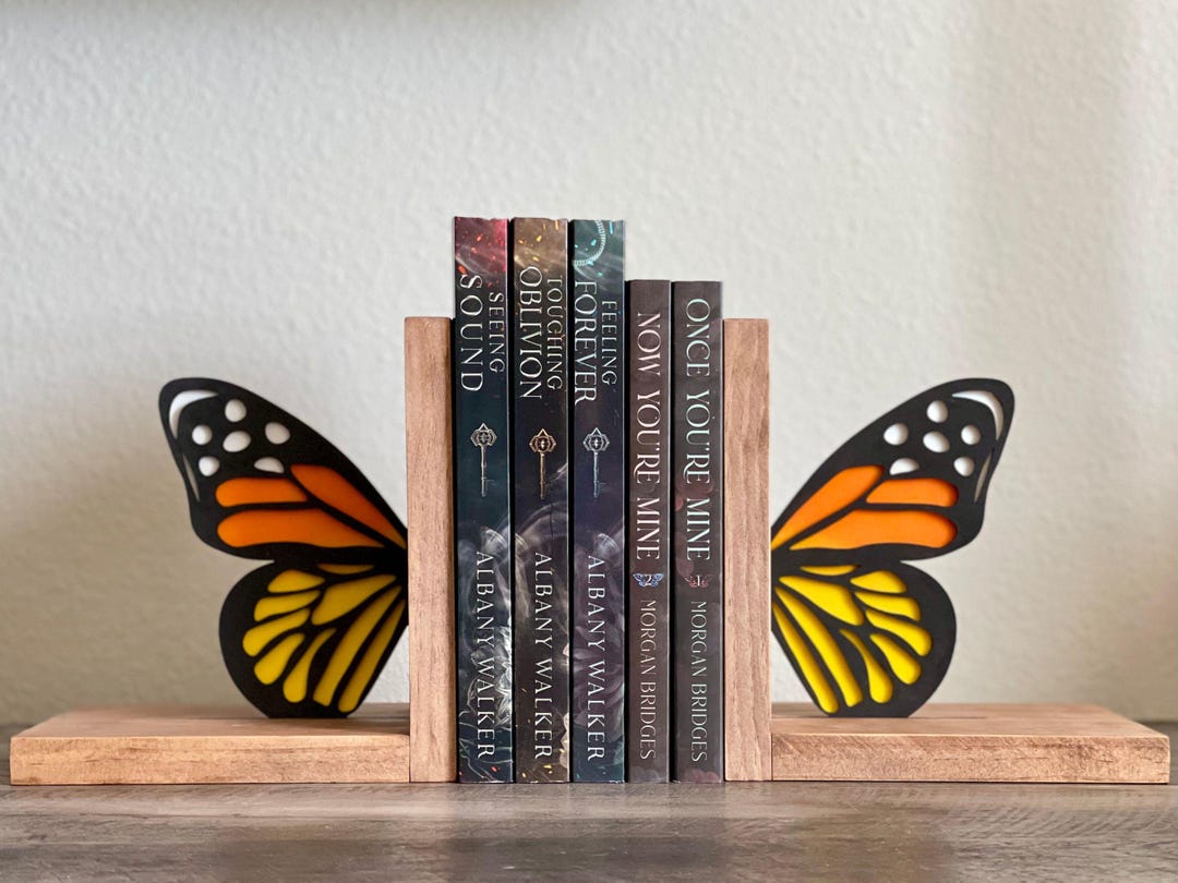 Monarch Butterfly Wing Wooden Bookends - Etsy