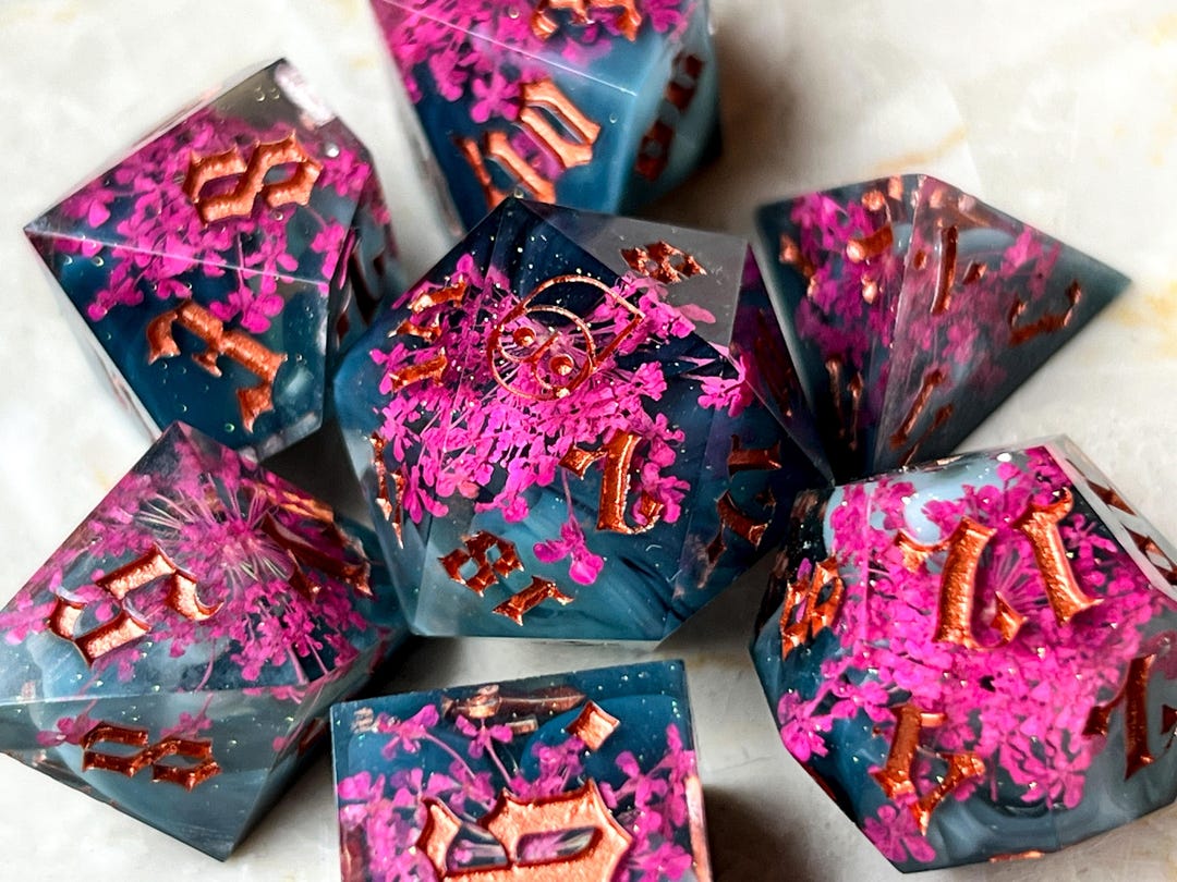 Preorder Tsunami Blossom Pieces Set Handmade Resin Dice Dnd Gift Fo Her ...