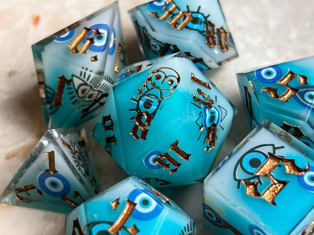 Preorder Evil Eye Waves 7 Pieces Set Handmade Resin Dice Dnd Gift Fo ...