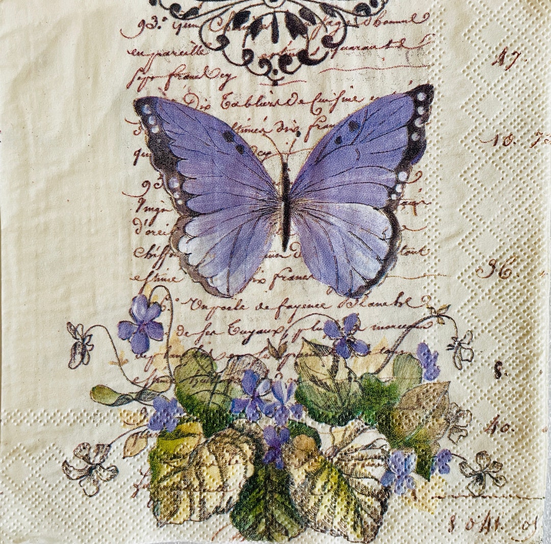 Butterflies Decoupage Napkin/decoupage Napkins/ Paper Napkin/33x33 ...