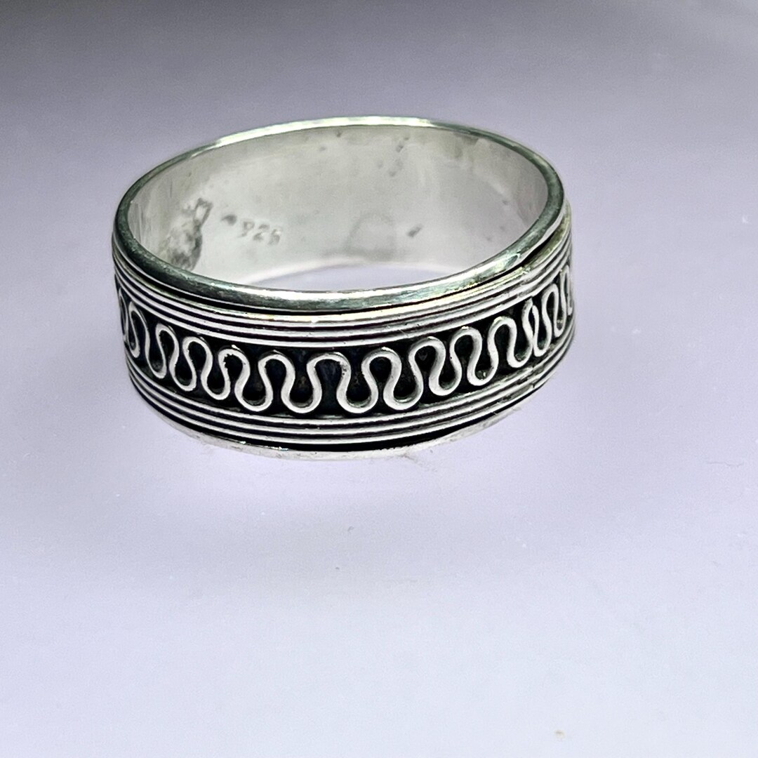 Mens Sterling Spinner Ring. Size 15. Solid Sterling Silver Vintage Ring ...
