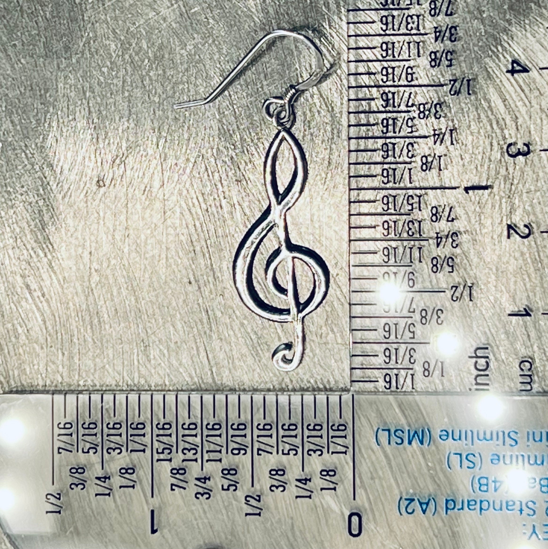 Dangling Treble Clef Music Note Hanging Earrings Sterling Silver From ...