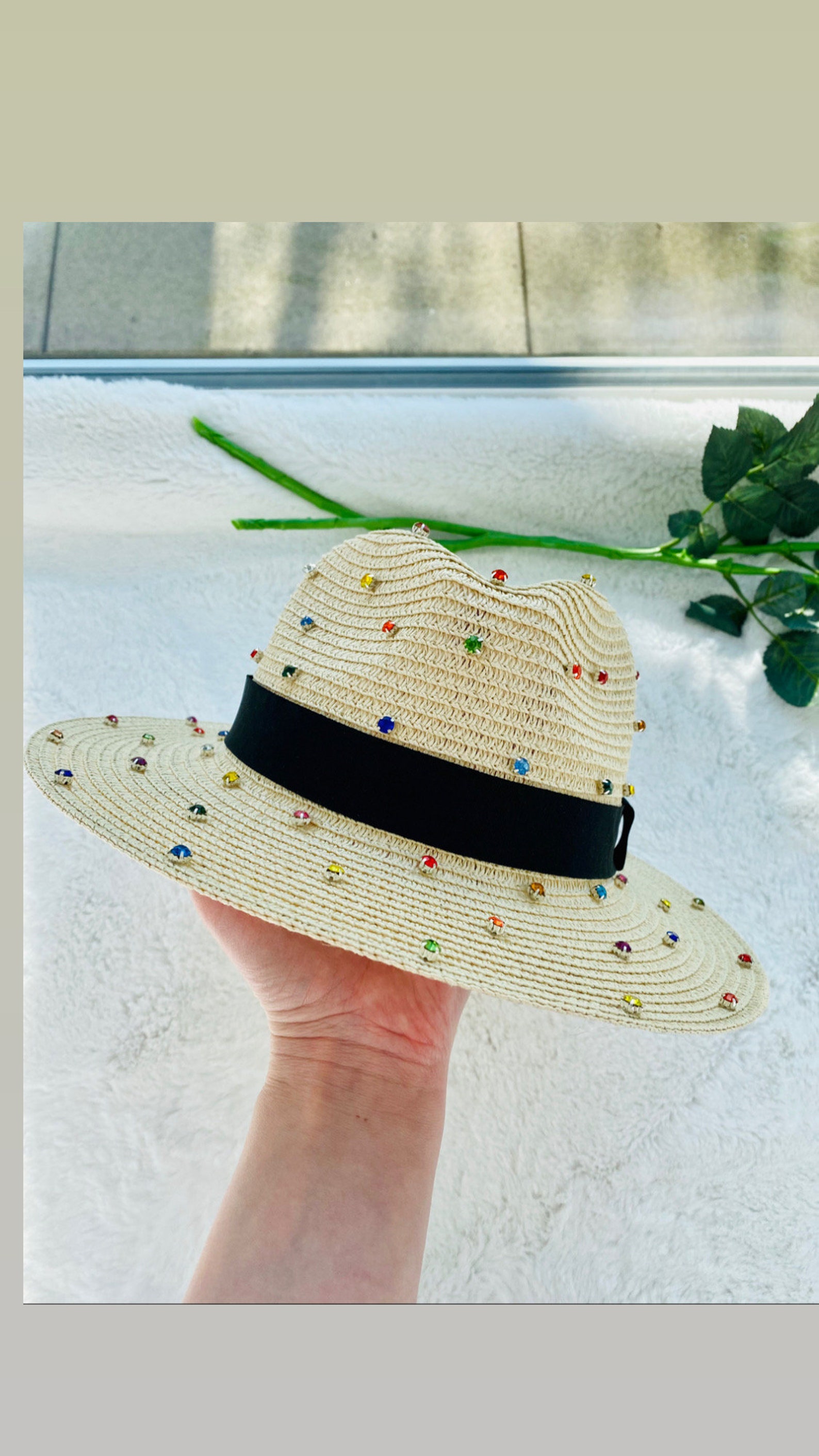 Custom Bling Hat, Rhinestone Beach Embellishment Hat for Women ...