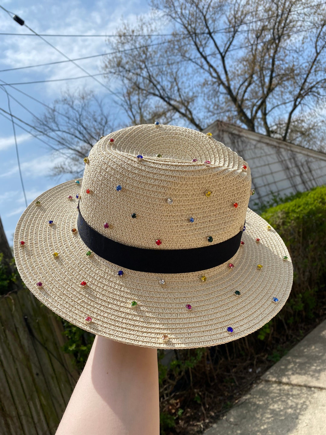 Custom Bling Hat, Rhinestone Beach Embellishment Hat for Women ...