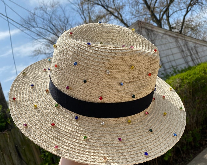 Custom Bling Hat, Rhinestone Beach Embellishment Hat for Women ...