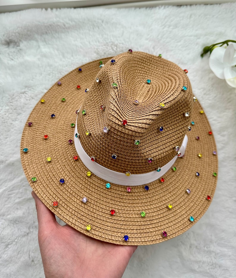Blink Beach Fedora Hat, Bohemian Straw Sun Hat, Women Hat Decorated ...
