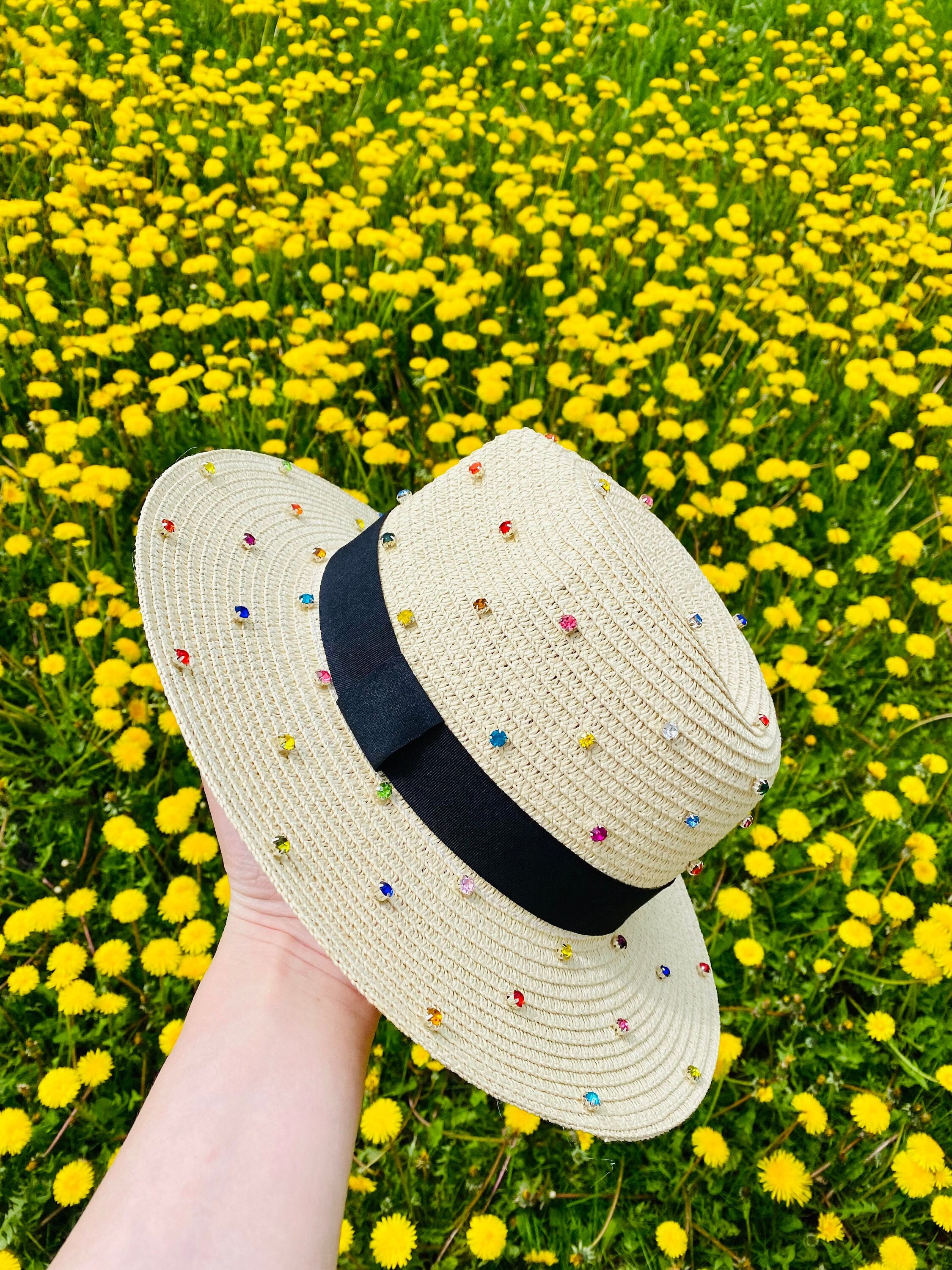 Custom Bling Hat, Rhinestone Beach Embellishment Hat for Women ...