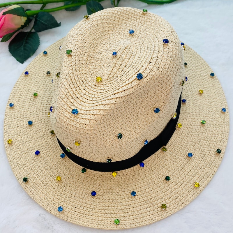 Flat Brim Straw Hat - Etsy