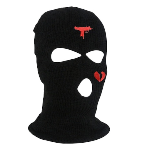 Ski Mask Balaclava Black With Red Logo - Etsy
