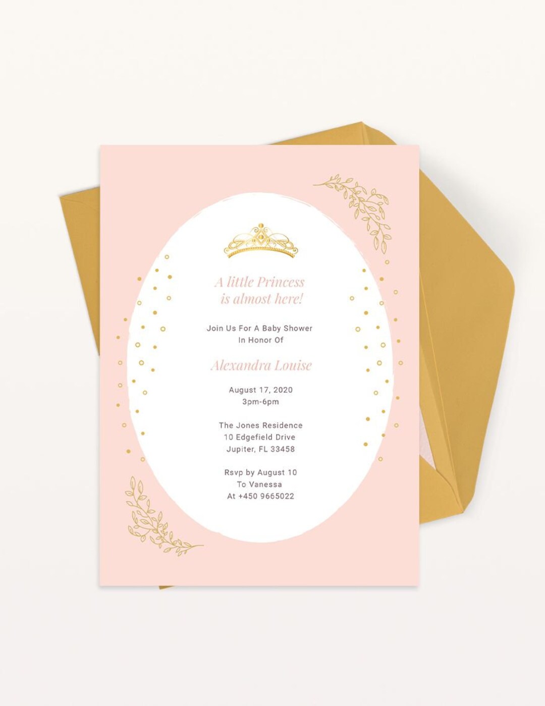 Royal Princess Baby Shower, Invitation Template, Custom Invitation ...