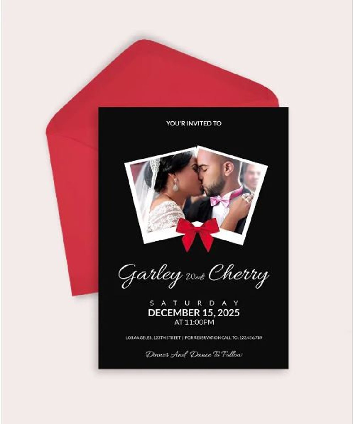 Editable Modern Wedding Invitation Card Template PNG - Etsy