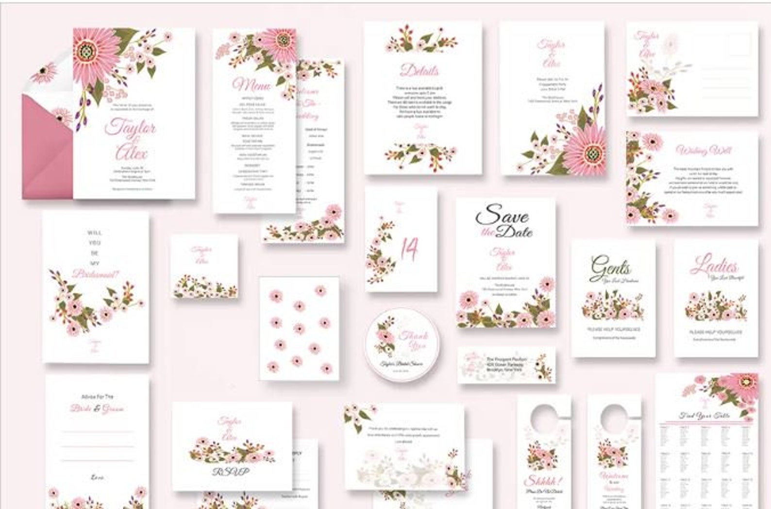 Editable Floral Wedding Templates (includes 20 Designs) in MS Word ...