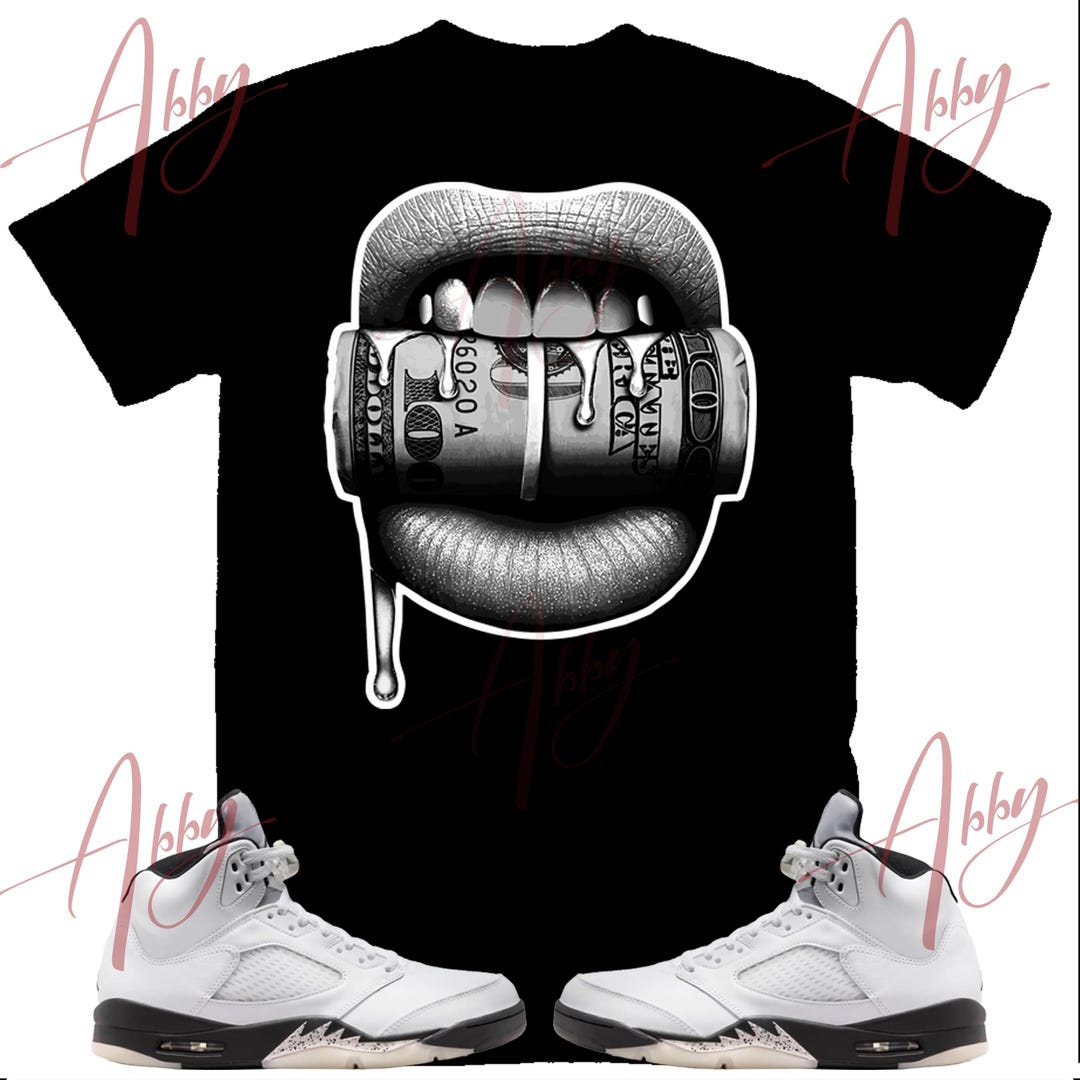 Dollar Bite Shirt to Match Jordan 5 White and Black, Retro 5 White and ...