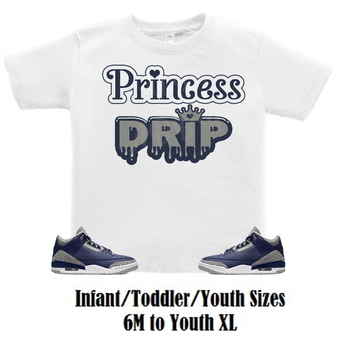Princess Drip Air Jordan Retro 3 Georgetown Midnight Navy - Etsy