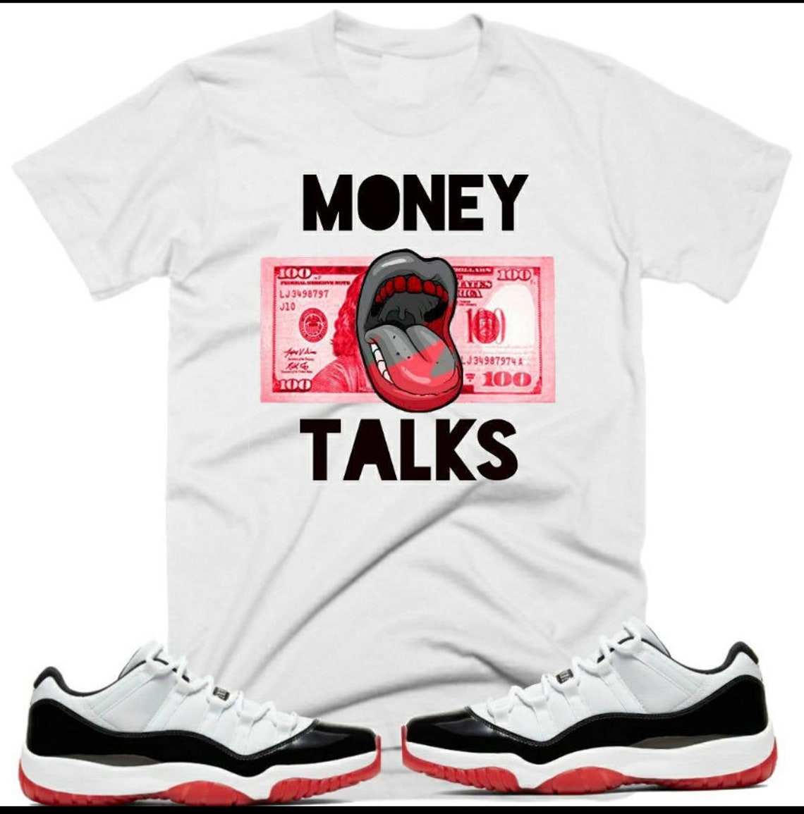 Money Talks Sneaker Tee Retro 11 Low Gym Red | Etsy