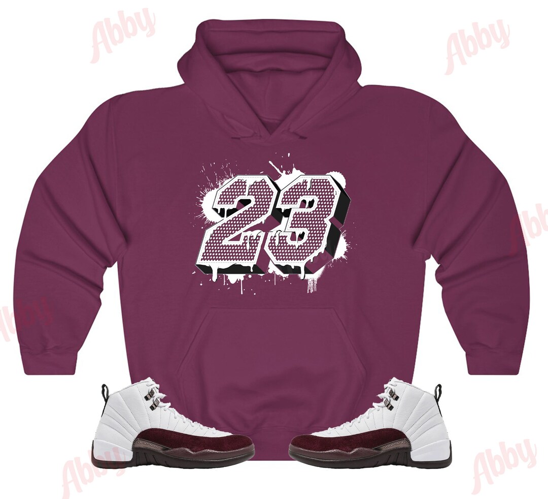 23 Hoodie to Match Jordan Retro 12 White and Burgundy Crush, A Ma ...