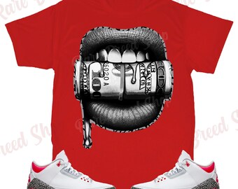 Fire Red 3s Shirts to Match Sneaker Match Tees White Paid in - Etsy