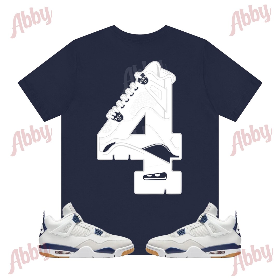 Number 4 Shirt to Match Jordan 4 Navy, Retro 4 Navy Shirt, Navy 4s ...