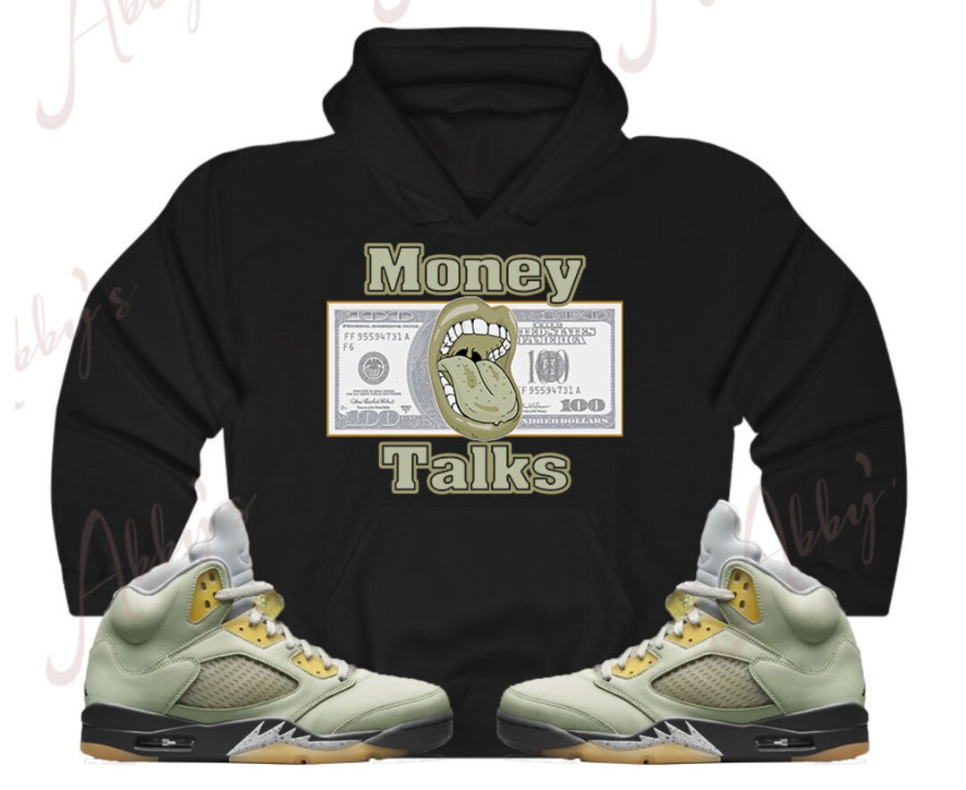 Black Hood Money Talks Hoodie to Match Retro 5 Jade Horizon, Retro 5 ...