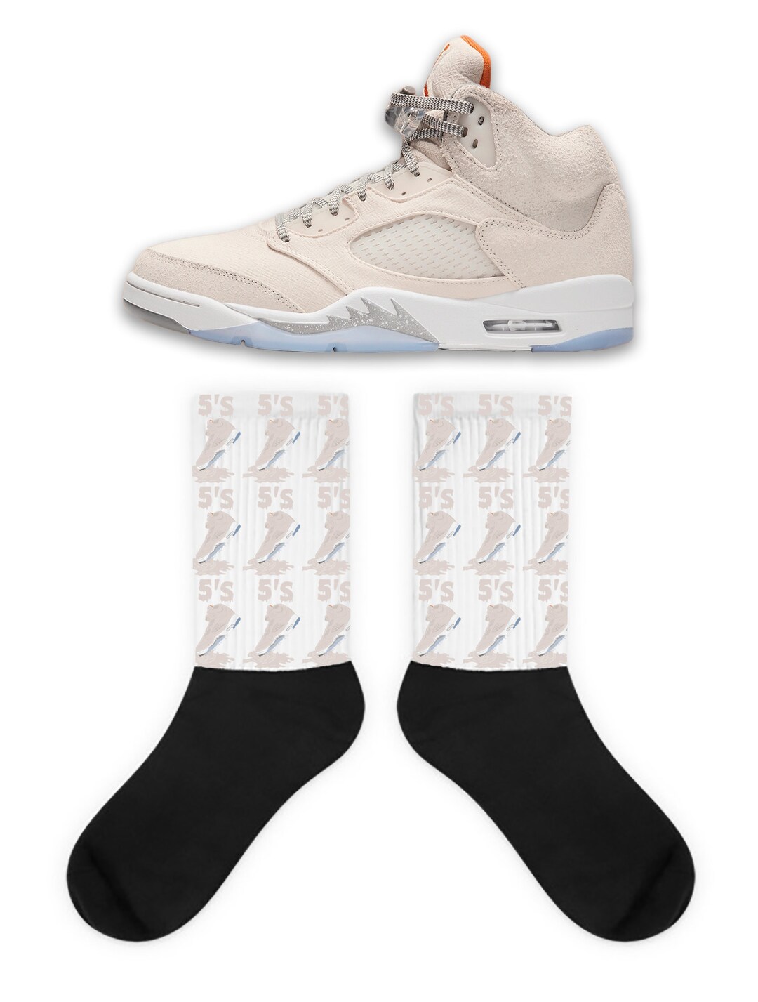 Shoe Dripping Socks to Match Jordan Retro 5 Craft Light Orewood Brown ...