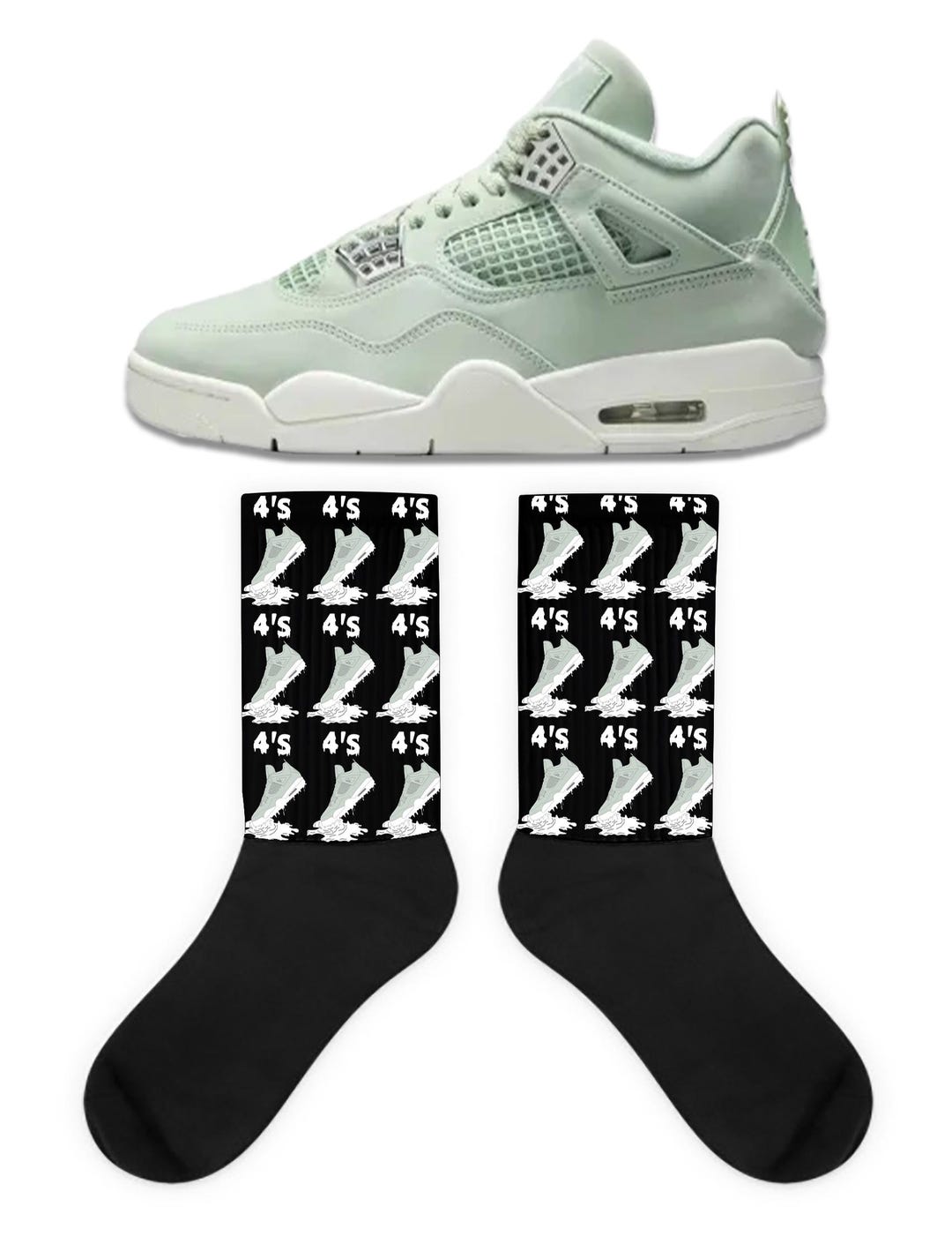 Shoe Dripping Socks to Match 4 Seafoam, Retro 4 Seafoam Abundance Socks ...