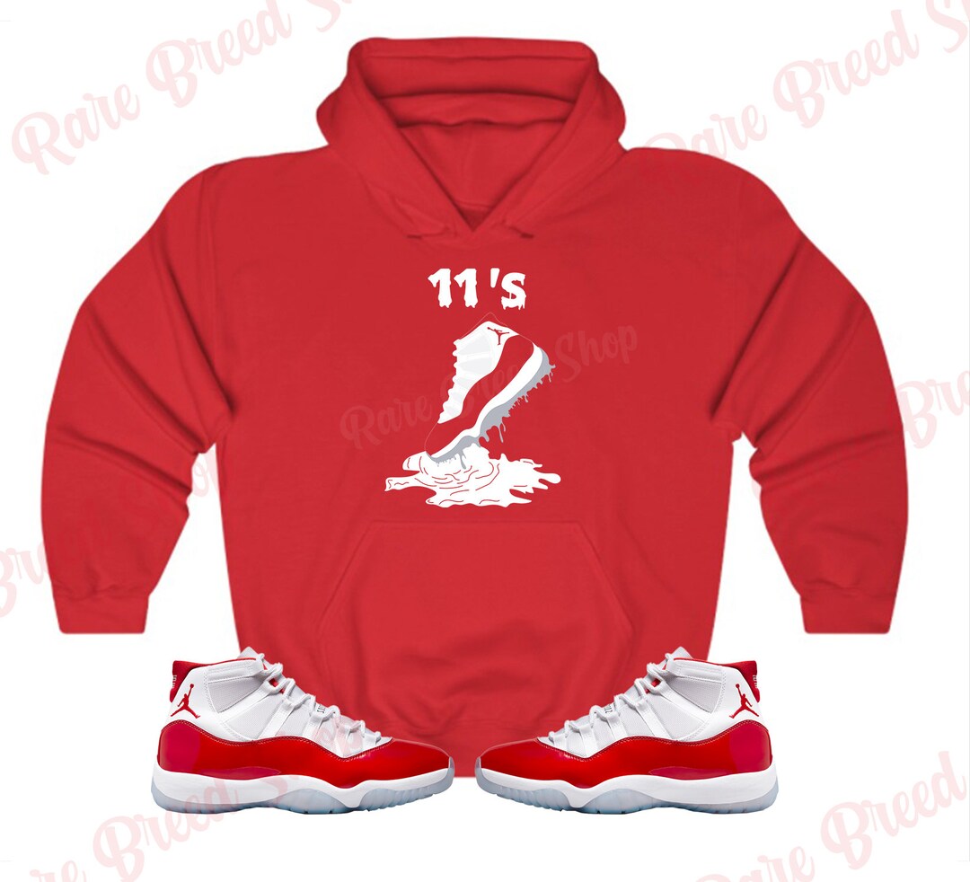 Shoe Dripping Hoodie to Match Jordan Retro 11 Cherry, Cherry Hoodie ...