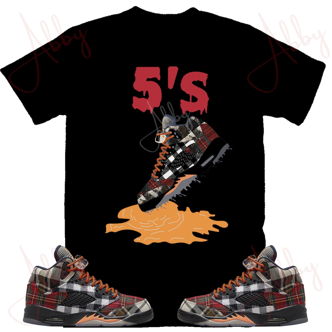 Shoe Dripping Shirt to Match Retro 5 Plaid, Jordan 5 Plaid Shirt, Retro ...