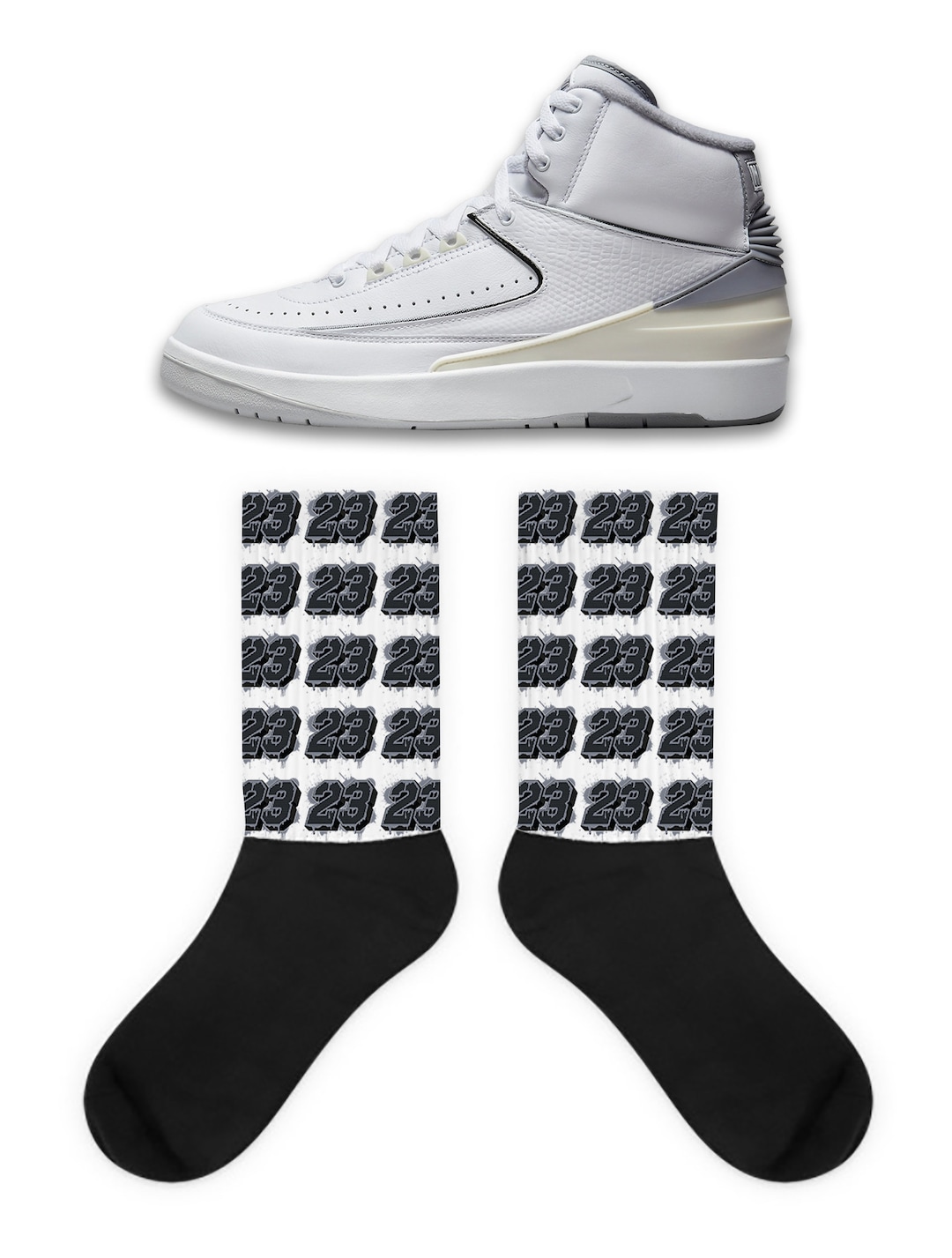 Socks to Match Jordan Retro 2 Cement Grey, Retro 2 Cement Grey Socks ...