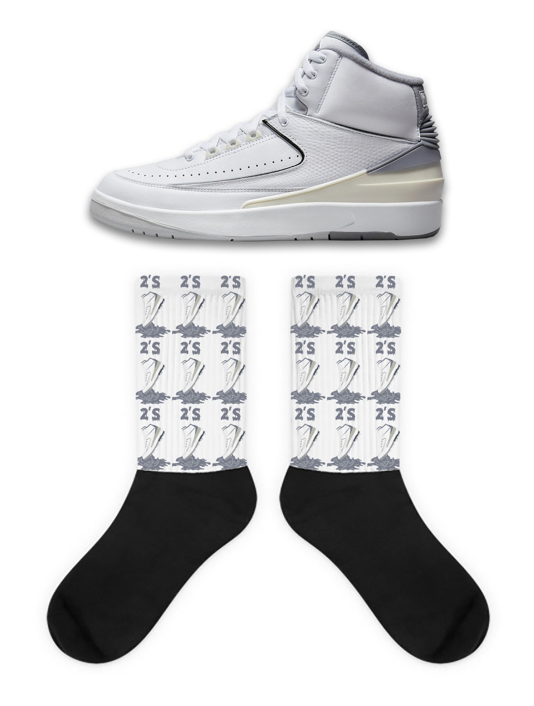Shoe Dripping Socks to Match Jordan Retro 2 Cement Grey, Retro 2 Cement ...