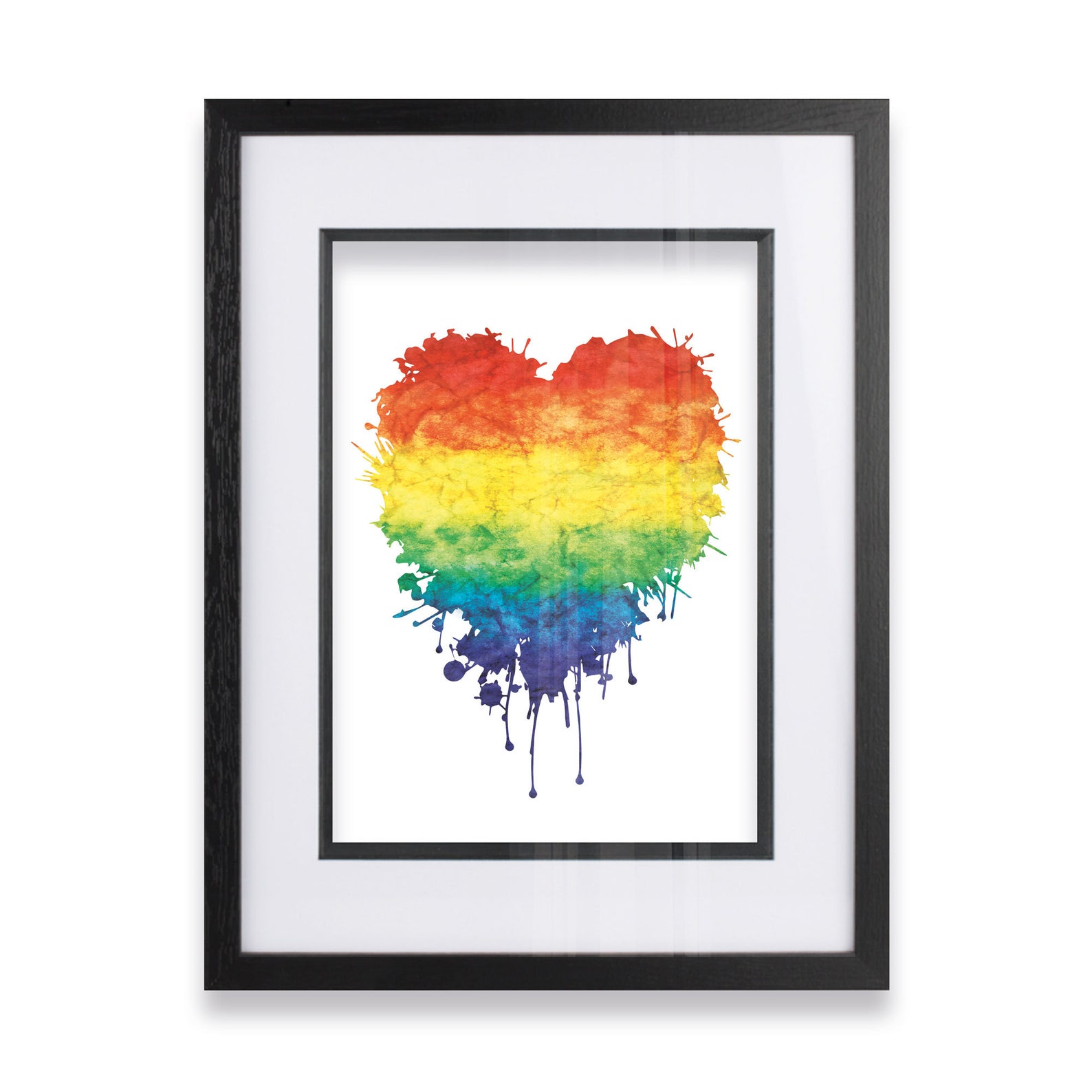 Rainbow Paint Drip Effect Bright Rainbow Heart Wall Art - Etsy