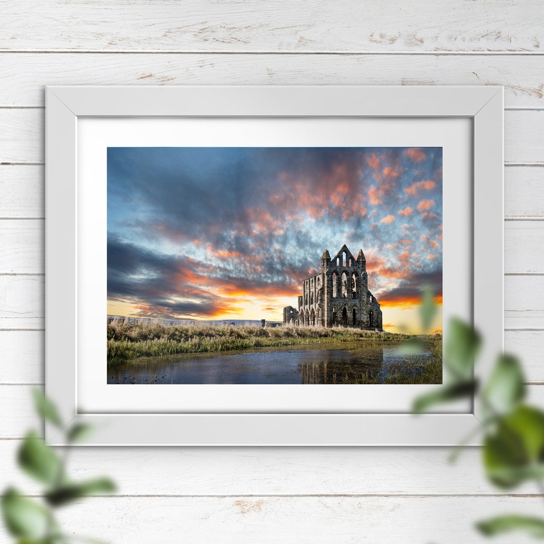 Whitby Abbey Print: North Yorkshire Monastery Ruins Wall Art, Dramatic ...