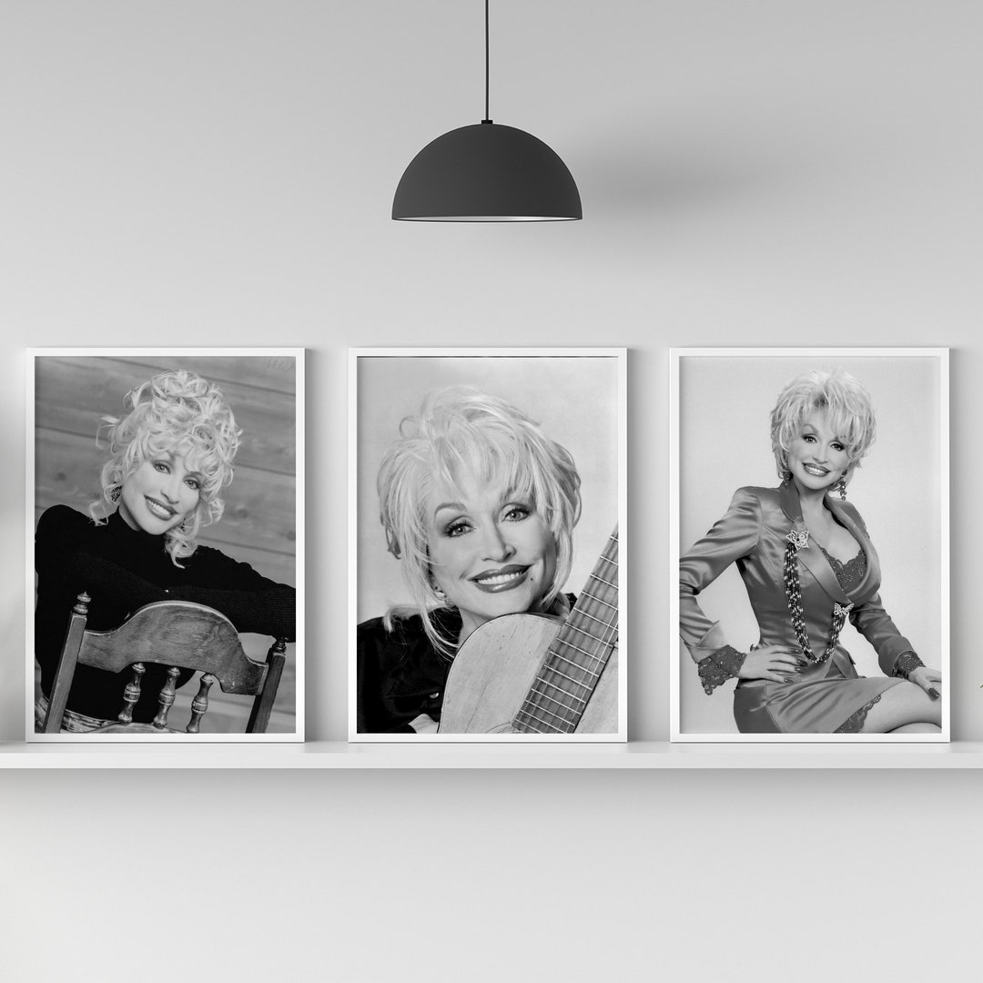 3 Dolly Parton PRINTS, Dolly Parton Country Singer Poster, Black and ...