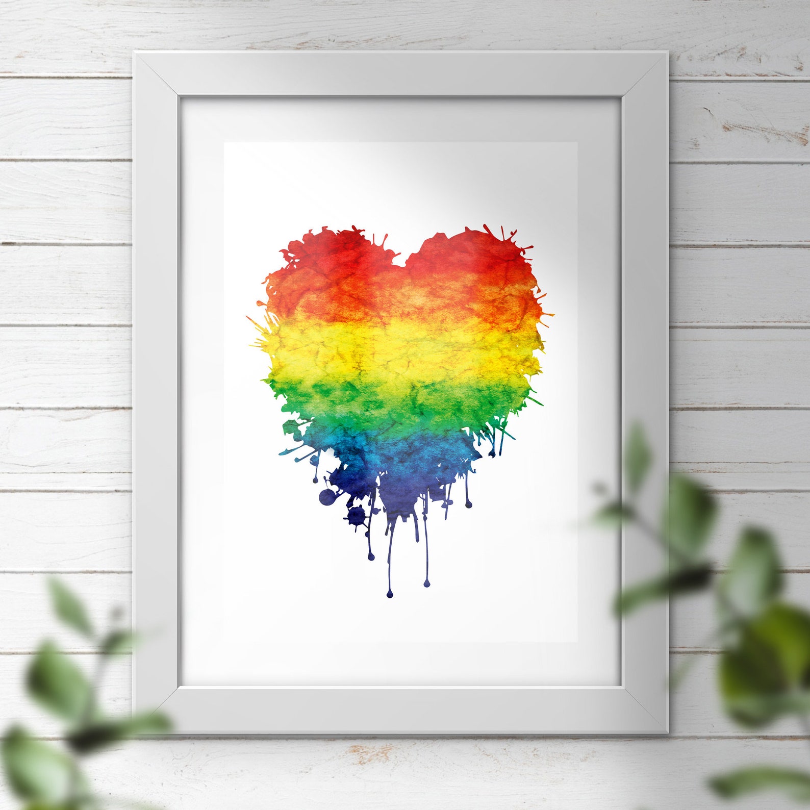 Rainbow Paint Drip Effect Bright Rainbow Heart Wall Art - Etsy