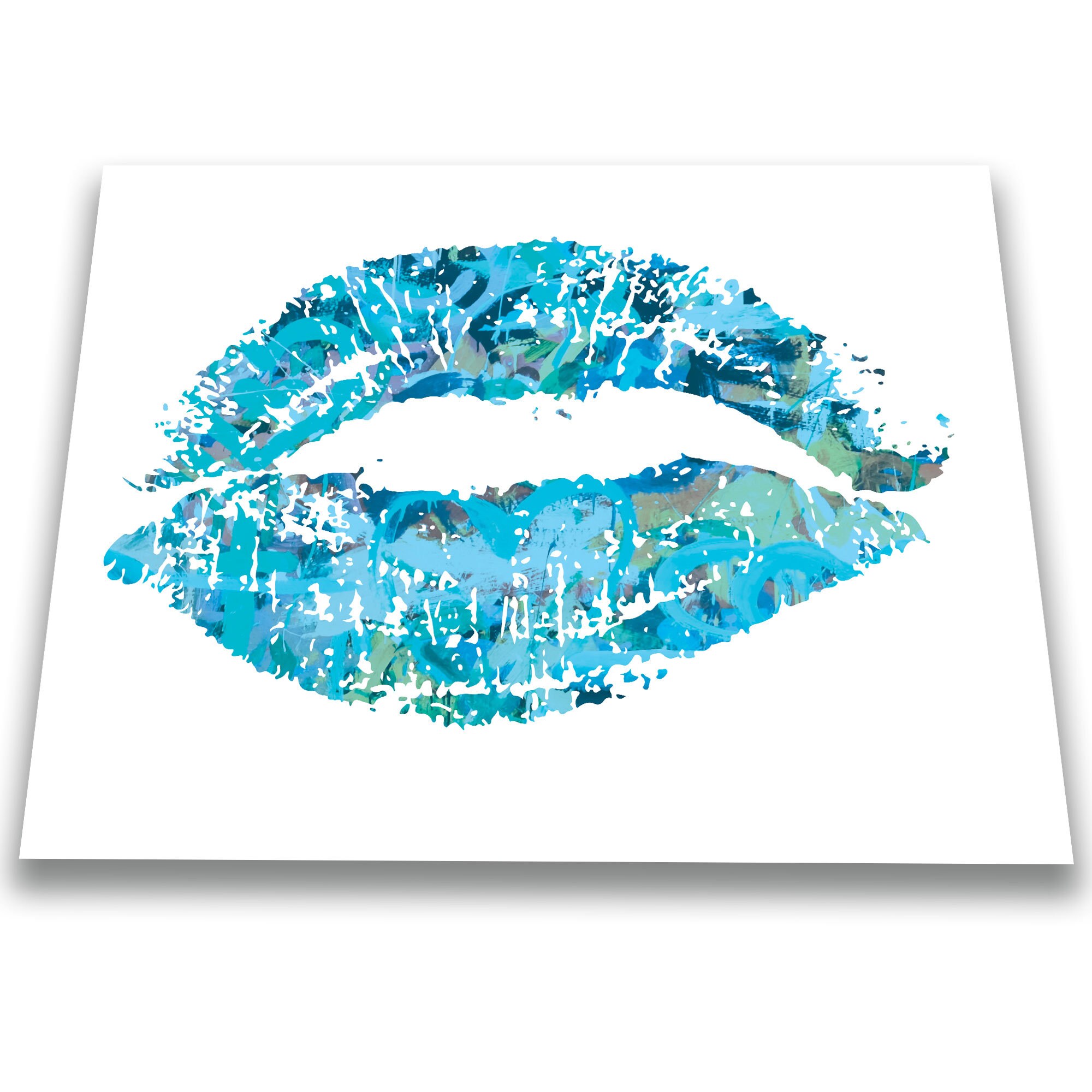 Sky Blue Lips in a Graffiti Grunge Effect Wall Art Print | Etsy