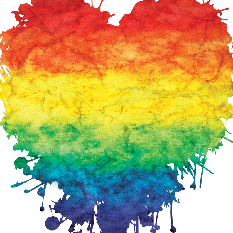 Rainbow Paint Drip Effect Bright Rainbow Heart Wall Art - Etsy