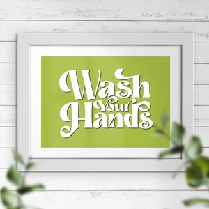Wash Your Hands Poster - Wash Your Hands Retro Wall Art Print, Bathroom ...