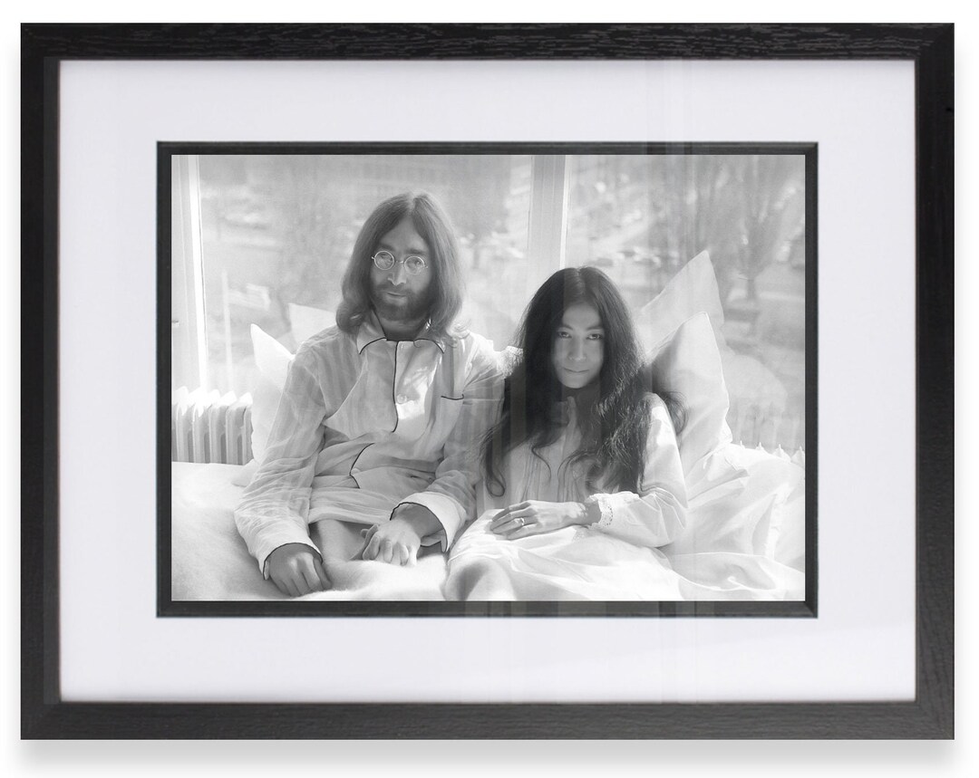 JOHN LENNON & Yoko Ono Bed Peace PRINT, Hair Peace, Bed In, Black and ...