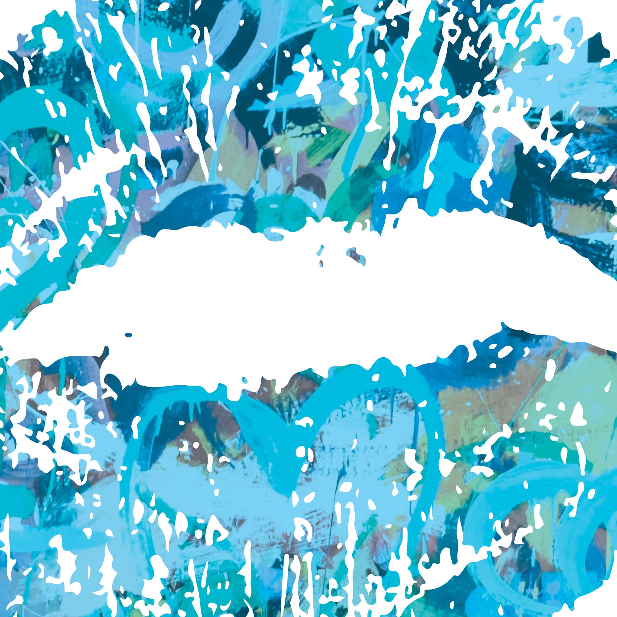 Sky Blue Lips in a Graffiti Grunge Effect Wall Art Print - Etsy UK