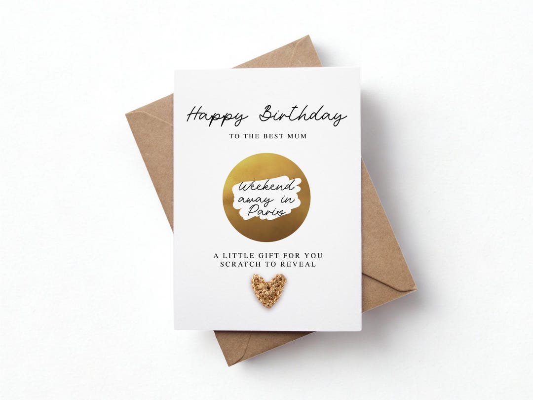 Personalised Mum Birthday Card, Scratch Reveal Card, Custom Message ...