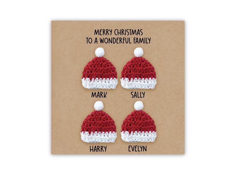 Personalised Christmas Card to Family, Christmas Hat Card, Family ...