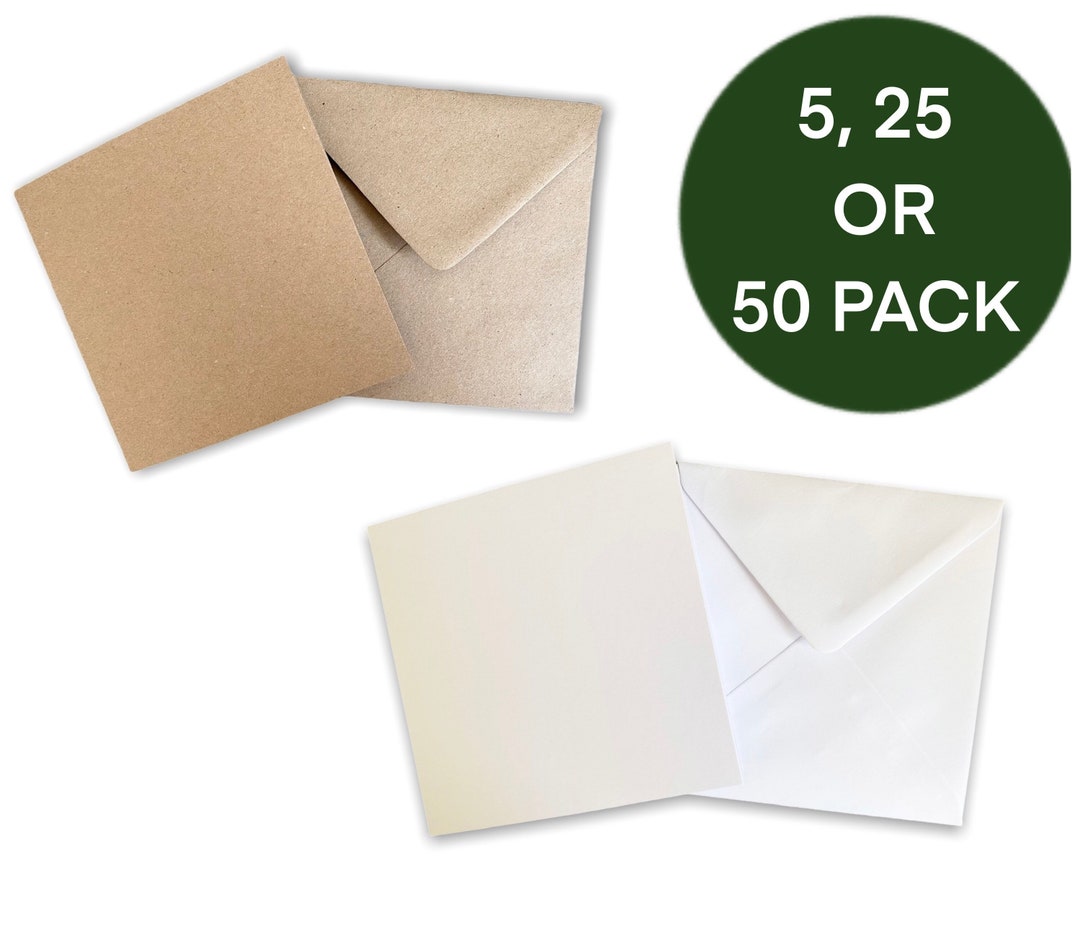Square Blank Cards With Envelopes I White Kraft I 6x6" Square I ...