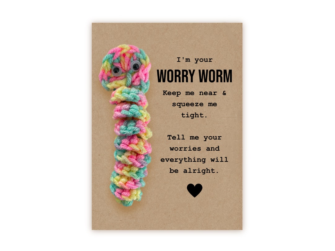 Worry Worm, Mental Health, Positivity Gift, Thinking of You, Pocket Hug ...
