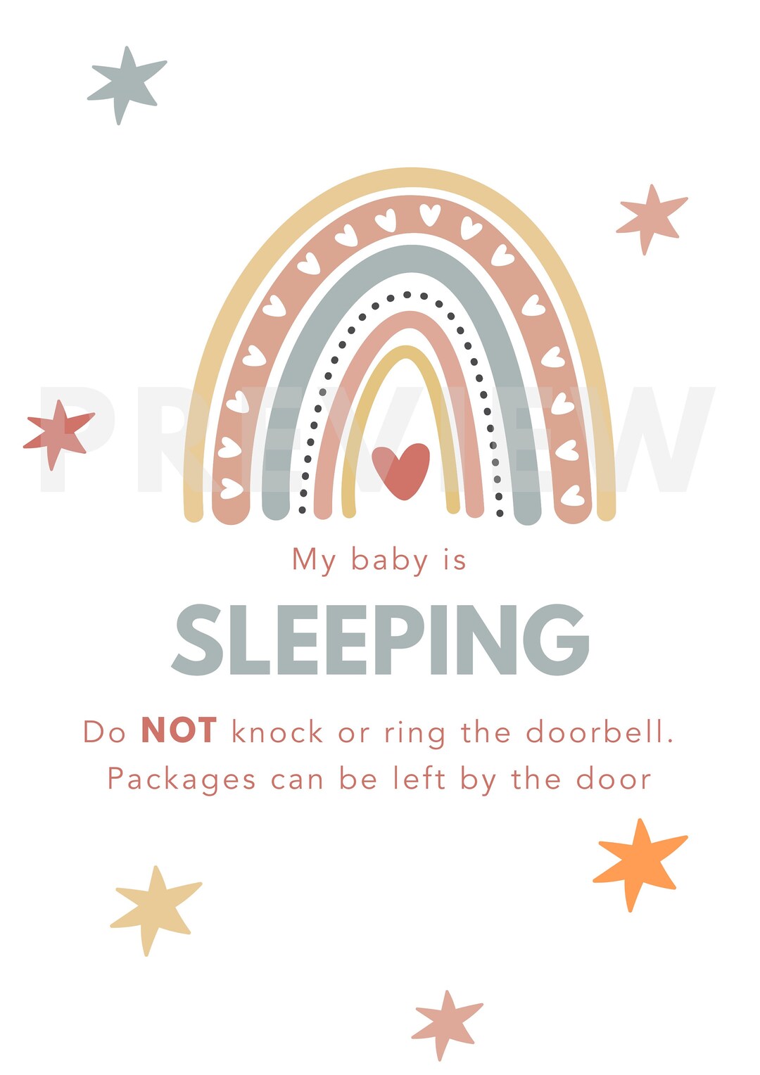Sleeping Baby Sign, Digital Print, Printable Sleeping Baby Sign, Do Not ...