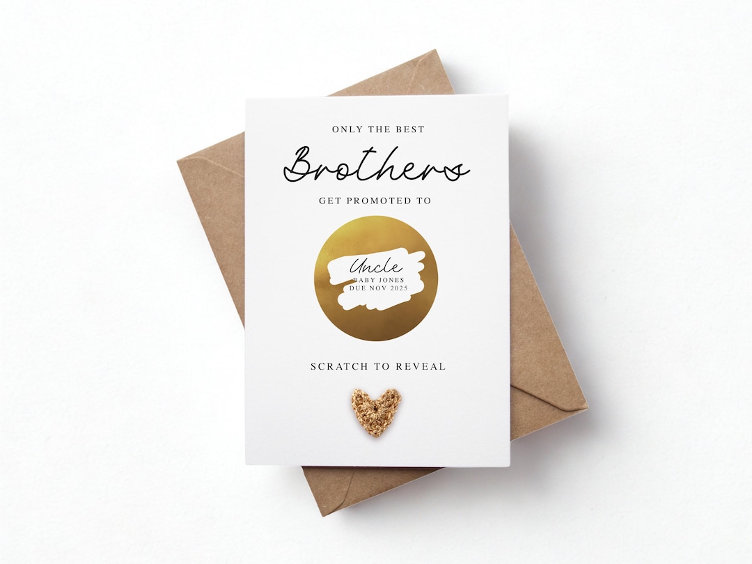 Pregnancy Announcement Card, Scratch Greeting to Brother to Uncle Baby ...