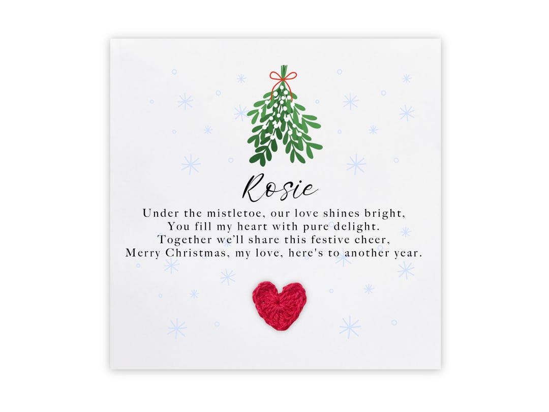 Merry Christmas Poem Romantic Christmas Card, I Love You Sentimental ...