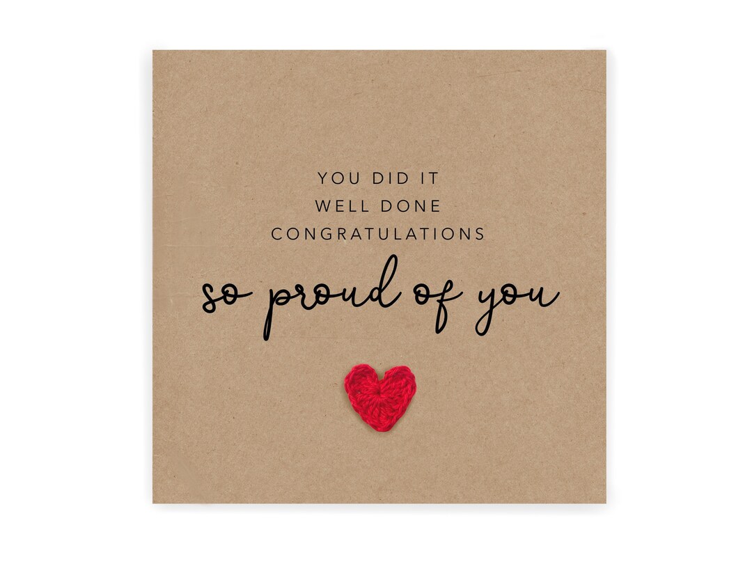 You Did It, Well Done, Congratulations, so Proud of You Card, New Job Card, Passed Exams Card ...