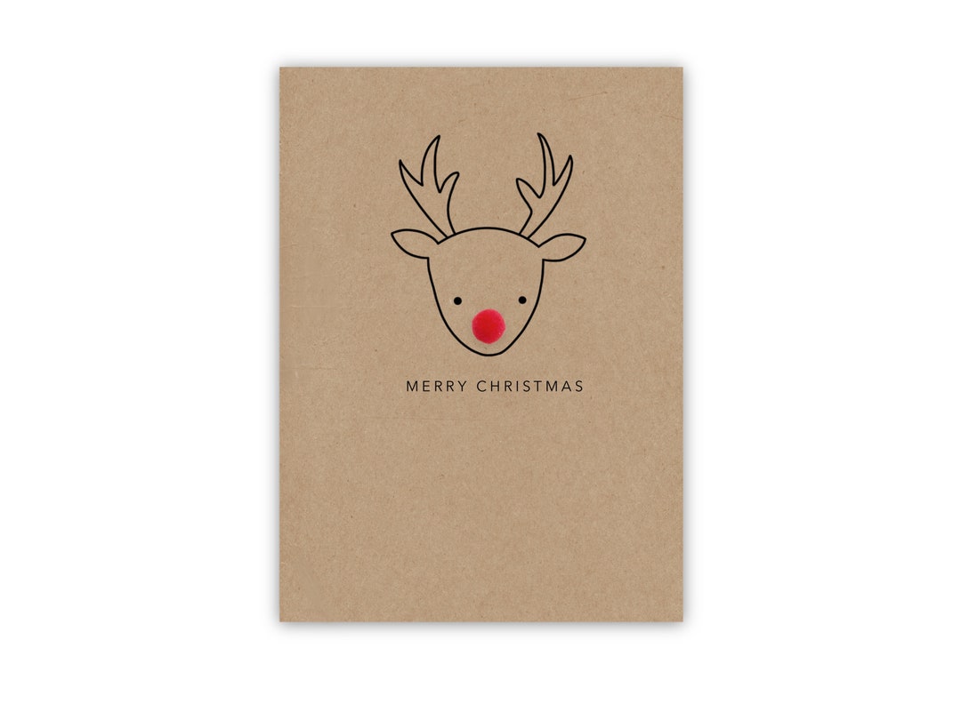 Handgemaakte kerstkaarten Rudolf Rendier Neus, Kaart Pack, Kerst kaart ...